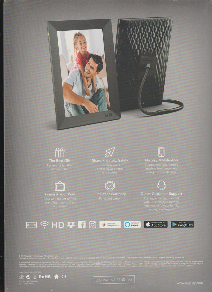 New! Nixplay Smart Photo Frame 10.1" Black Model W10F HD 2019 SEALED ...