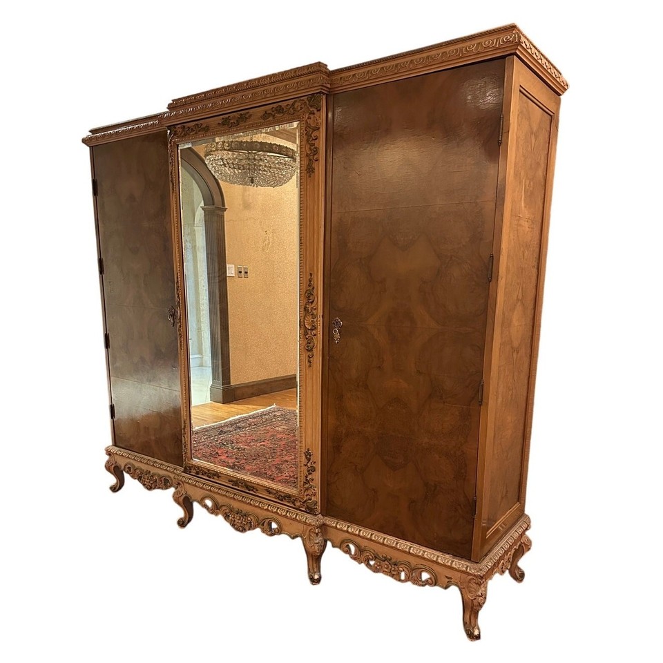 Antique French Rococo Revival Triple Wardrobe Armoire | eBay