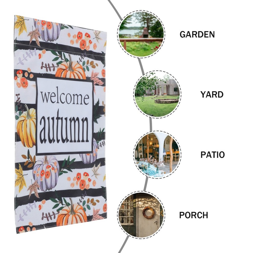 2pcs Autumn Garden Flags Pumpkin Pattern Garden Flag Fall Welcome | eBay UK