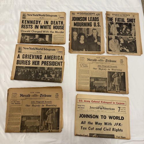 (7x) Vintage JFK Kennedy ASSASSINATION ORIGINAL NEWSPAPERS November 23 ...