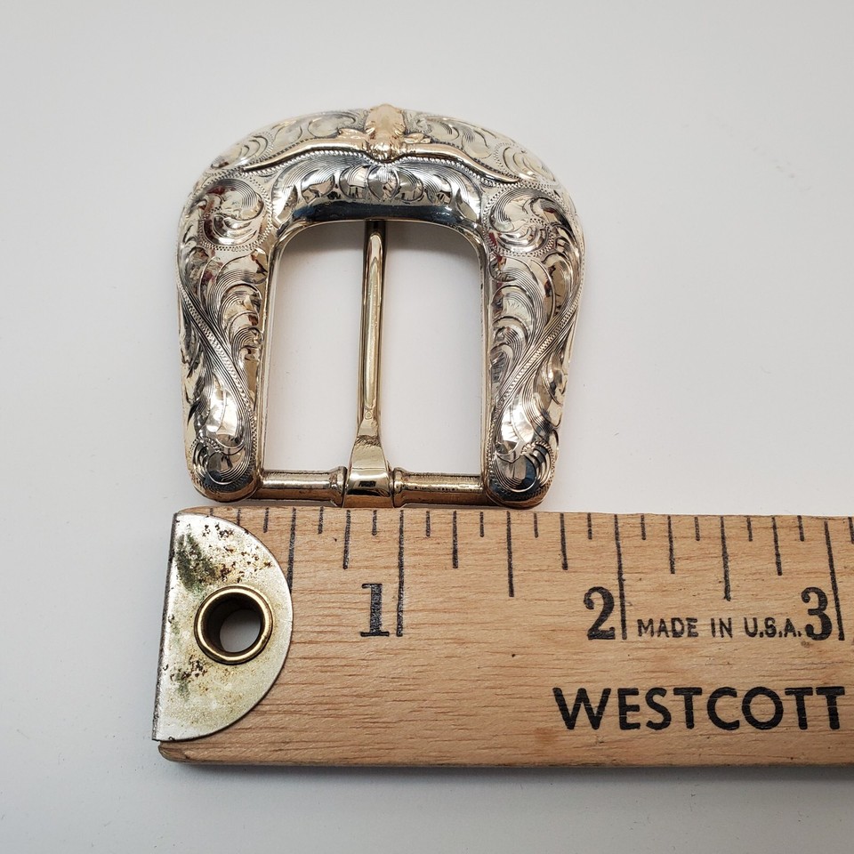 MINT Chet Vogt Longhorn Sterling Silver 14K Gold Fill 3pc Belt Buckle ...