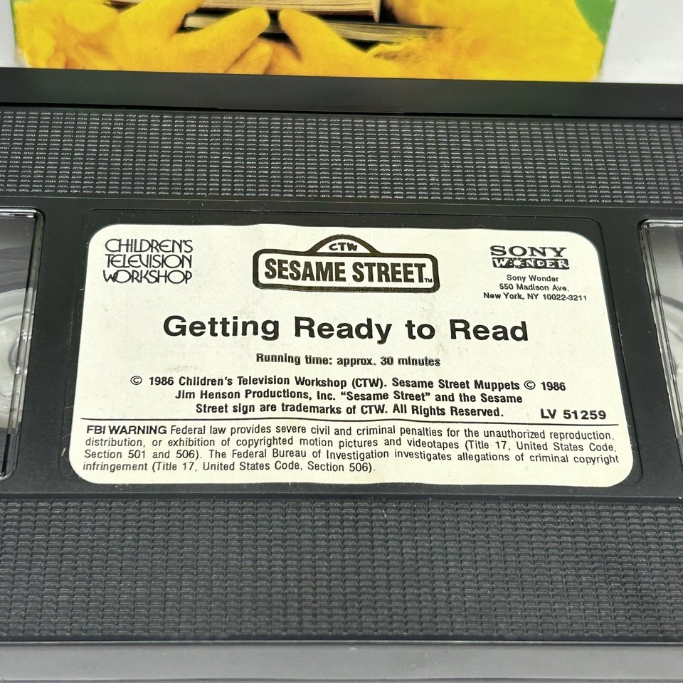 Sesame Street Getting Ready to Read VHS Tape 1986 Video Tape CTW PBS ...