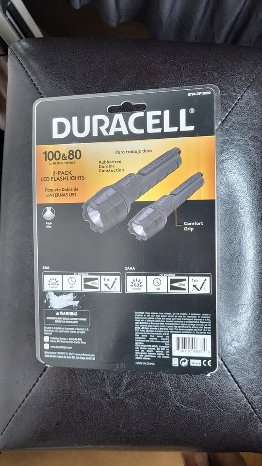 Duracell Heavy Duty Rubber Flashlight Combo Pack -100 & 80 Lumen ...