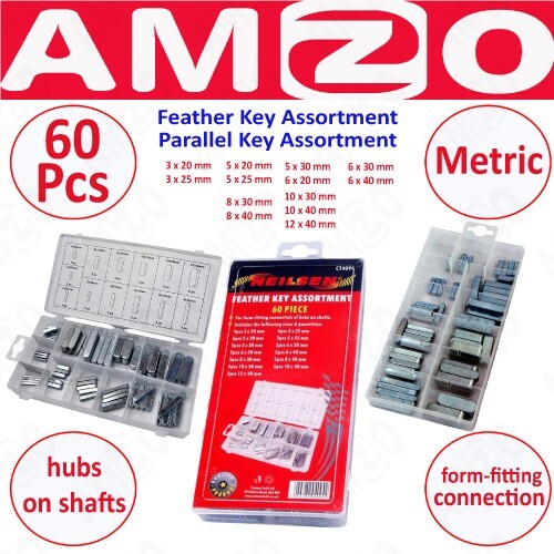 60pc FEATHER KEY ASSORTMENT METRIC VARIOUS SIZES WOODRUFF HUBS DRIVE ...
