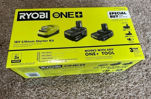 RYOBI ONE+ 18V Lithium-Ion Starter Kit with 2.0 Ah & 4.0 Ah Battery ...