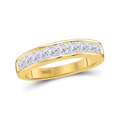 14kt Yellow Gold Womens Princess Channel-set Diamond Single Row Wedding ...