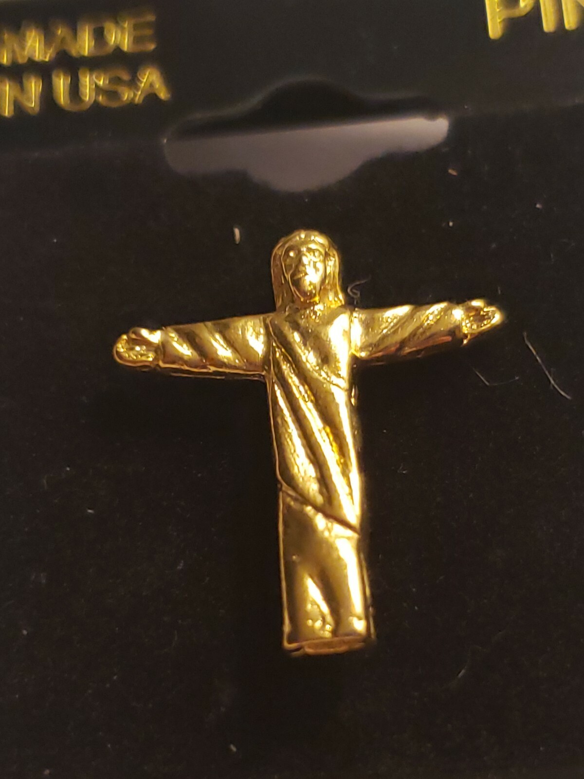Open Arm Jesus Christ Lord Pin Gold Overlay Christian… - Gem