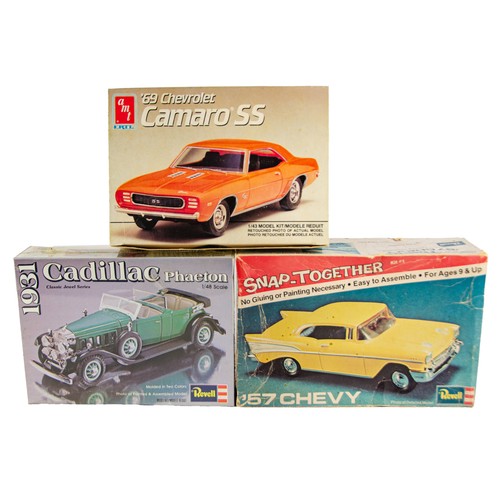 Revell AMT Camaro SS Cadillac Phaeton & Chevy Hardtop Model Car Kits 3P ...