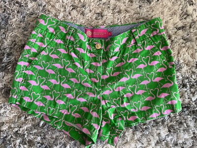 Macbeth collection green pink flamingo shorts womens size small | eBay