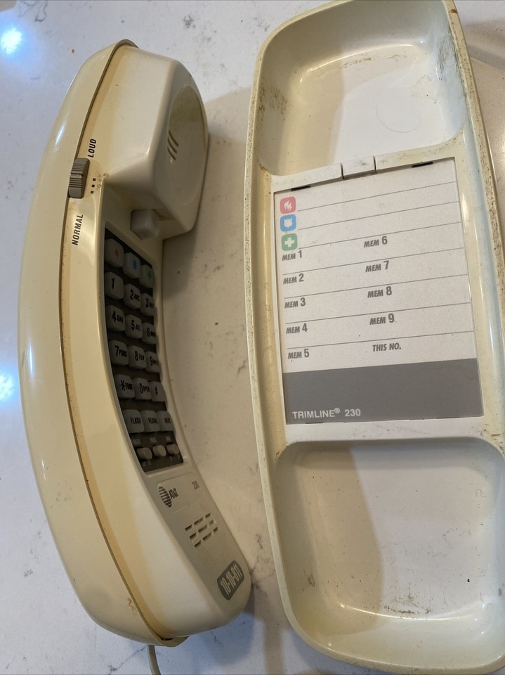 AT&T Tan Trimline 230 Phone Corded Push Button Vintage Retro Wall Desk ...