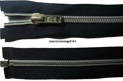 ALBERT ZIP NAVY 18.5"/47cm SILVER NYLON SPIRAL TEETH, OPEN END, NO.7 | eBay