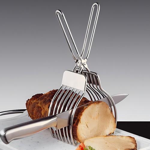 Stainless Steel Roast Beef Cutting Tongs Meat Bread Slicing Tong ...