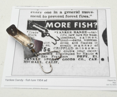 1954 Scarce YANKEE DANDY Fishing Lure Carmichael, California ...