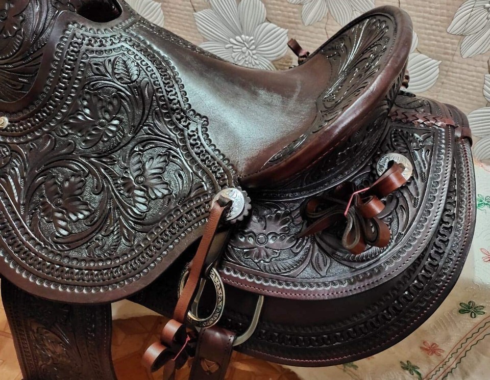 Horse Saddle Western A Fork Work Ranch Roping Roper Wade Tree Leather ...