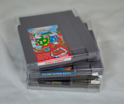 2 NES Nintendo Cartridge Cart Box Protectors Clear Plastic Case Sleeve ...