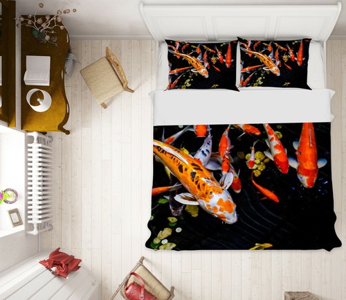 3D Red Goldfish ZHUA860 Bed Pillowcases Quilt Duvet Cover Set Queen ...