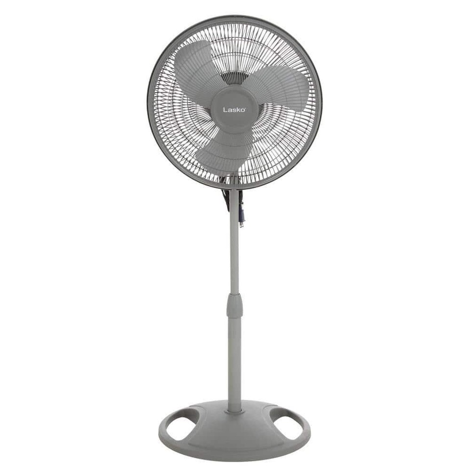 Pedestal Stand Fan Gray 3-Speed Oscillating Adjustable Height Easy ...