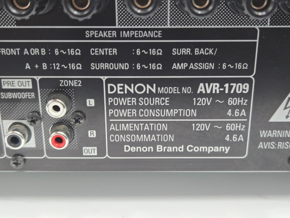 Denon AVR-1709 Multi Zone Stereo Receiver | eBay