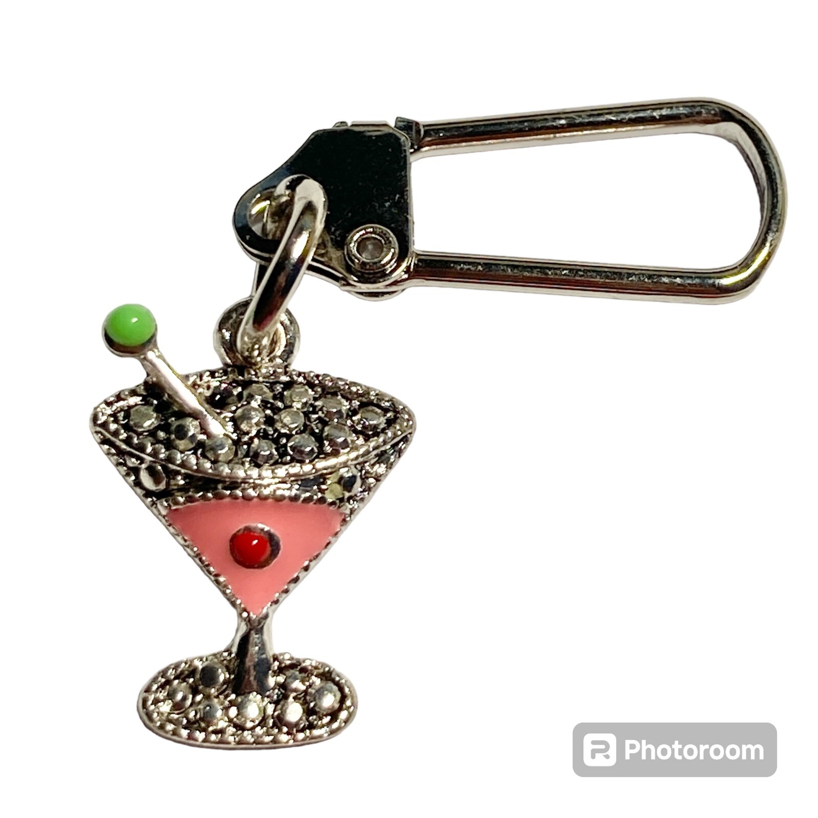 Martini Cocktail Drink Cup Glass Charm Zipper Pull Purse Bag Pink ...