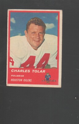 1963 Fleer Football Card #34 Charles Tolar-Houston Oilers Vg Grade | eBay
