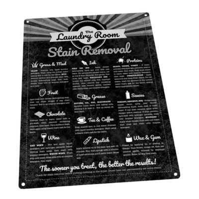 Laundry Room Stain Removal Guide Metal Sign; Wall Decor for Bath or ...