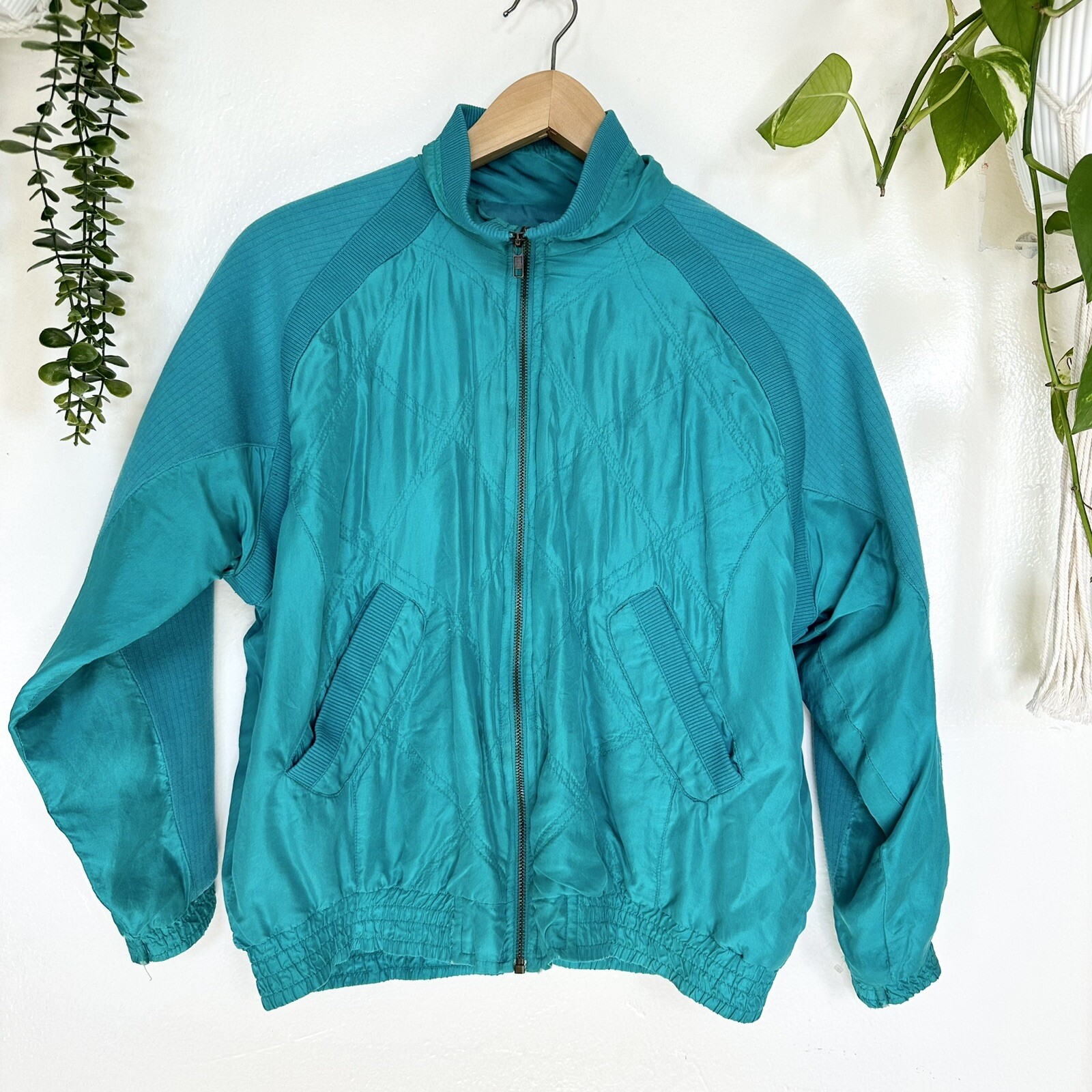 80's/90's Retro VTG Turquoise Teal Lightweight Silk B… - Gem