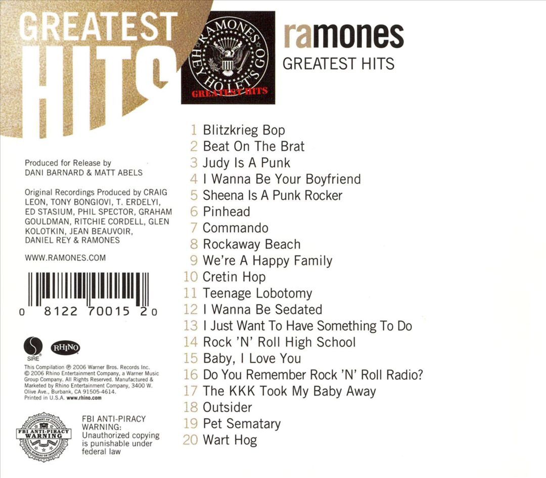 RAMONES - GREATEST HITS NEW CD 81227001520| eBay
