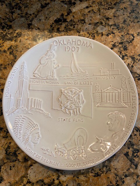 VTG Frankoma Oklahoma 46th State 1907 Plate White Sands Signed John ...