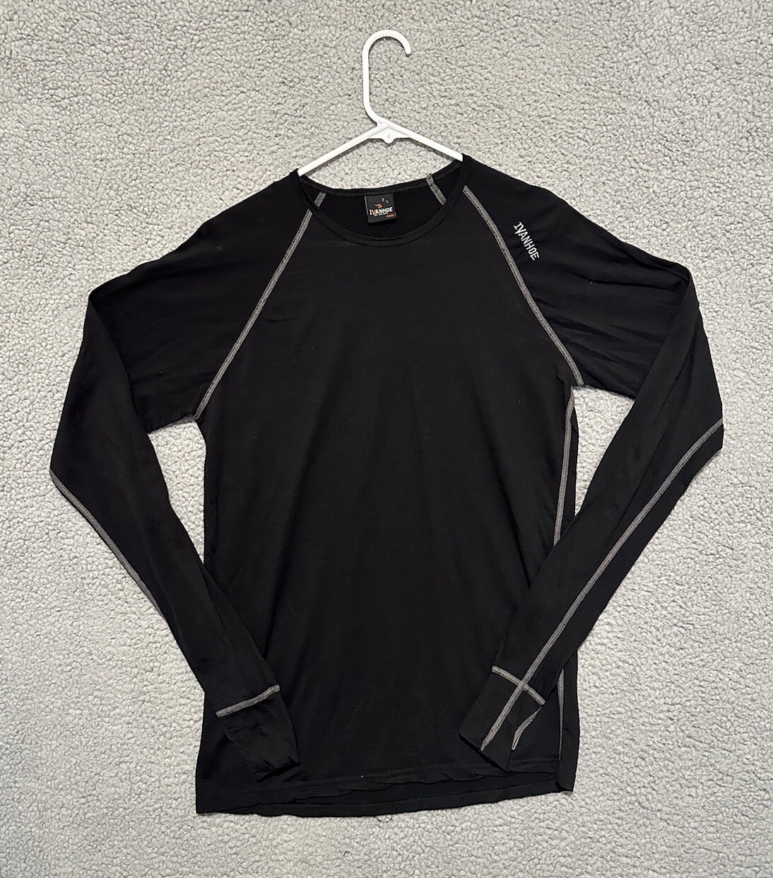 Ivanhoe of Sweeden Base Layer Shirt Men's Large Black Wool Outdoor Golf ...