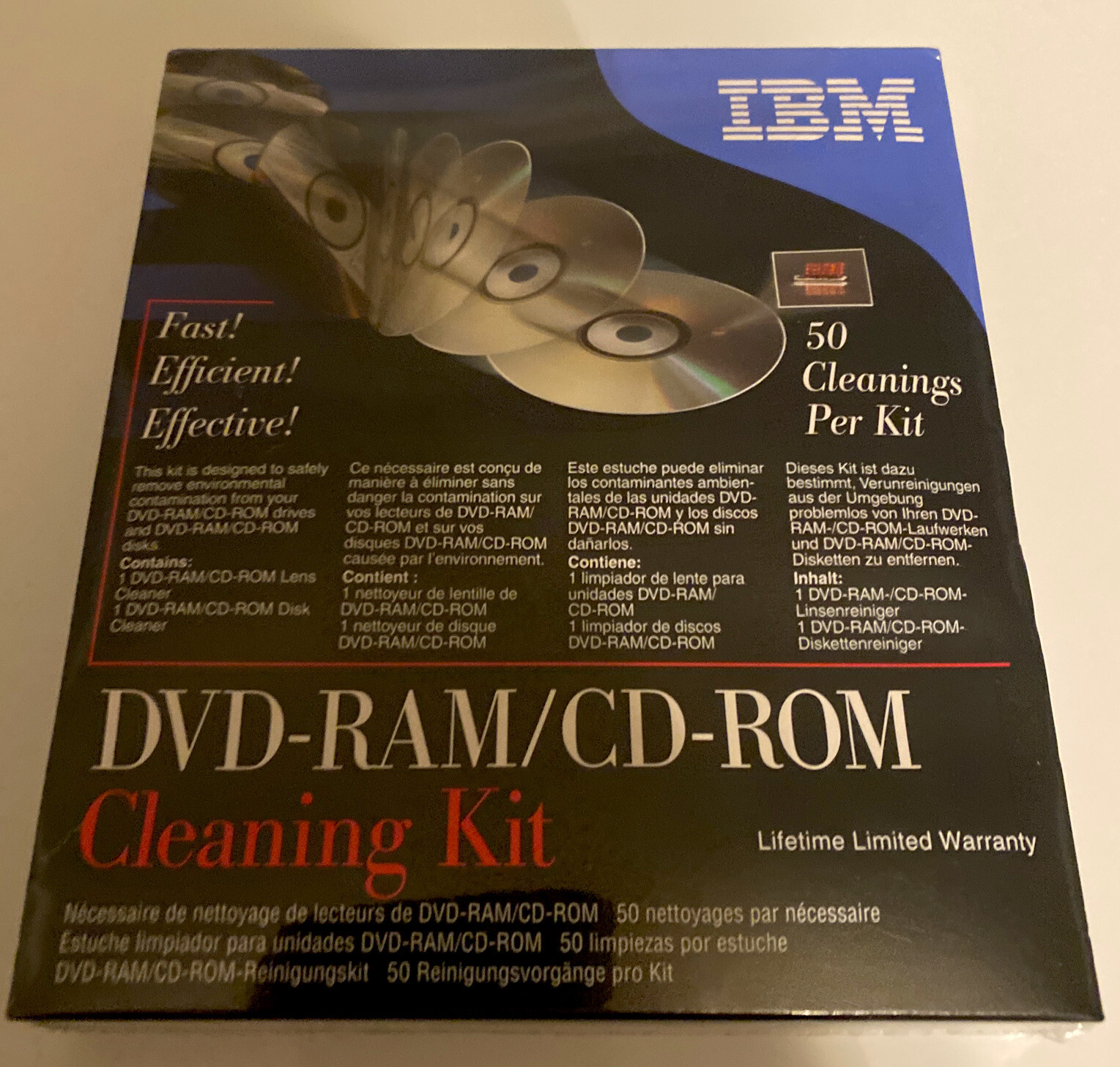 IBM DVD-Ram CD-Rom Cleaning Kit New 19P0489 H5 50 Cleanings E | eBay