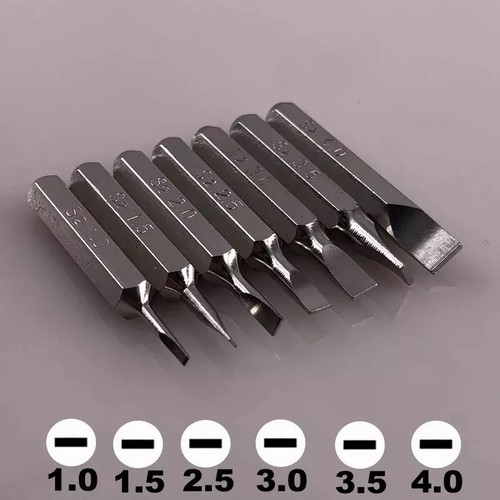 7pcs 4mm Slotted Tip Flat Head Screwdriver micro Bits Hex for cell ...