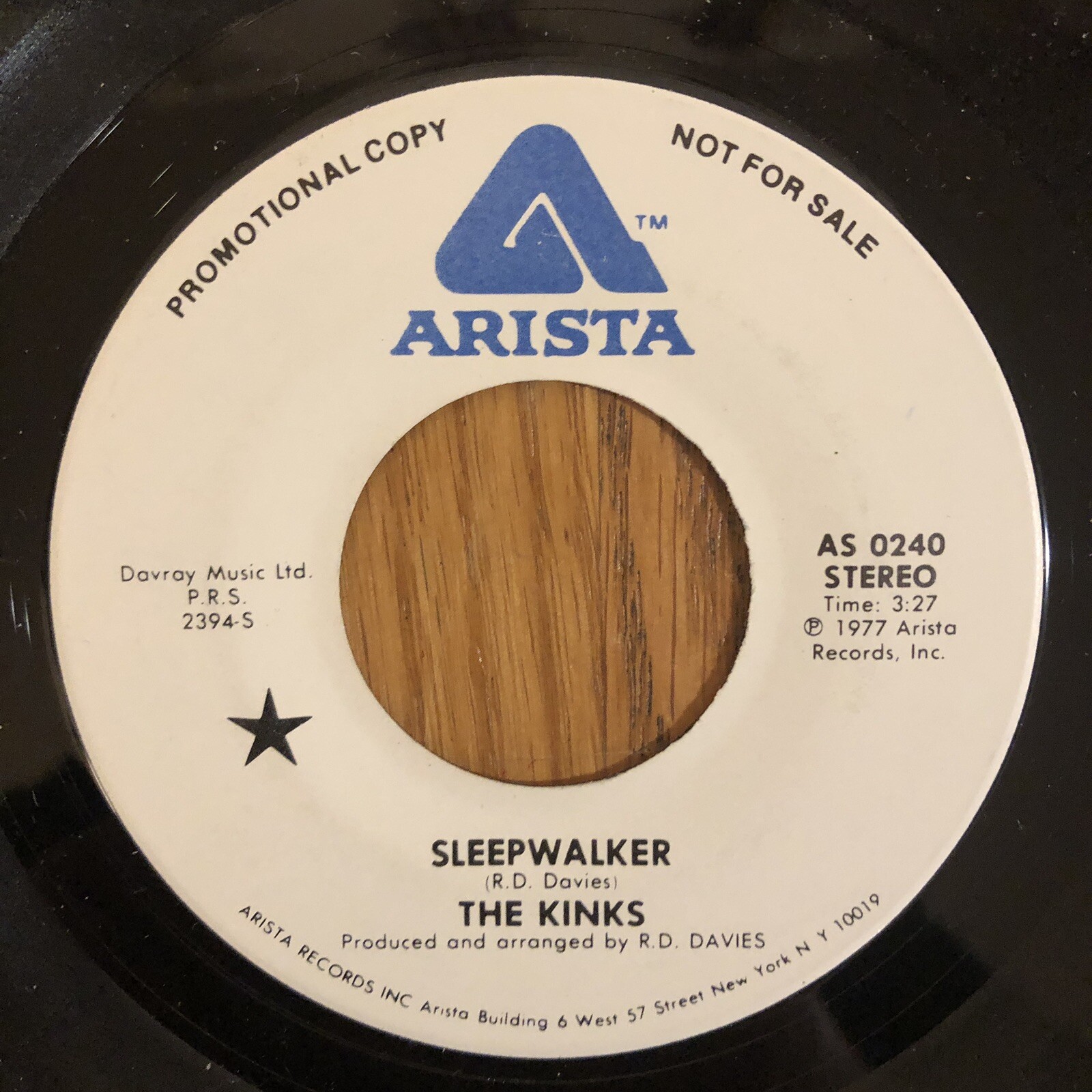 THE KINKS - SLEEPWALKER, ARISTA AS 0240, PROMO 45 RPM, MONO / STEREO ...