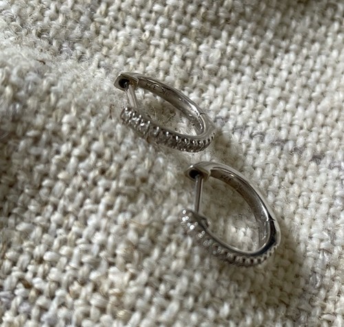 White Gold Diamond Huggie Hoop Earrings | eBay