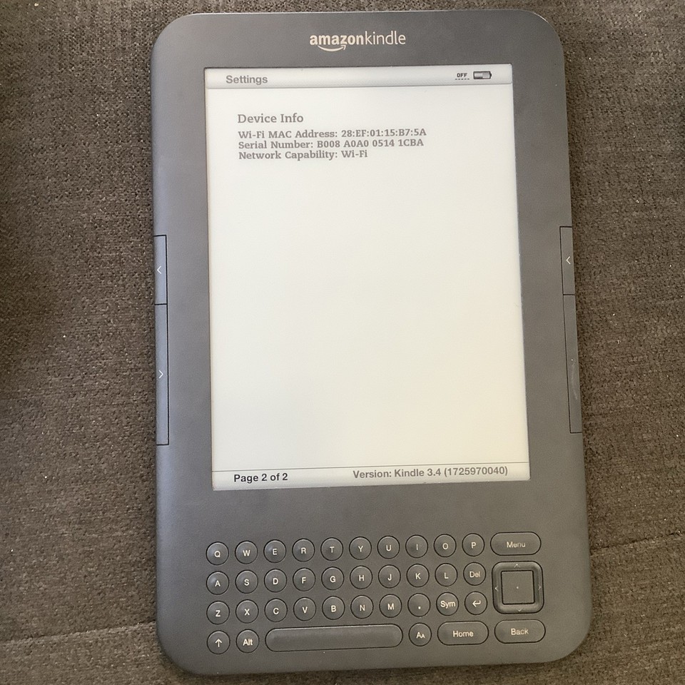 Amazon Kindle Keyboard 3, Wi-Fi, 6" 4GB, D00901 3rd Generation USED ...