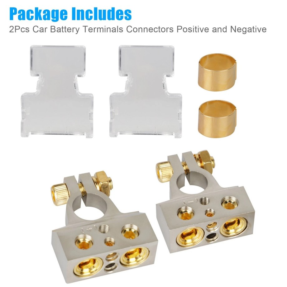 Car Battery Terminals Clamp Post 1/0 2 4 8 GA AWG Gauge Positive ...