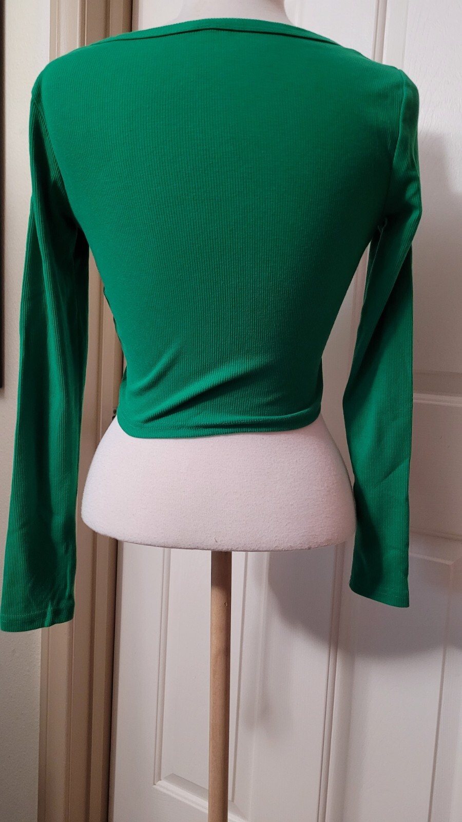 Cropped Long Sleeve Green Top Size S | eBay UK