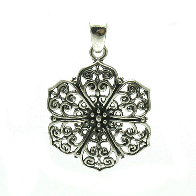 Handmade Sterling Silver Pendant Solid Hallmarked 925 Flower PE000934 ...