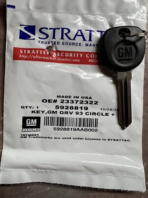 Chevrolet Door Lock & Ignition Lock Key Uncoded with GM Emblem new OEM ...