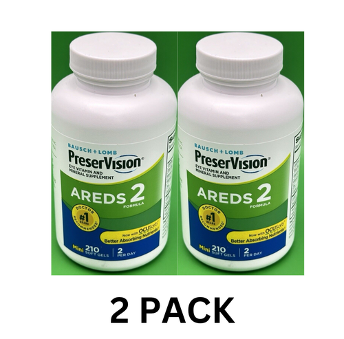 2 Pack Bausch+Lomb PreserVision AREDS 2 Eye Vitamins 210 Mini SoftGels ...