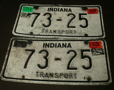 Pair of 2003 Indiana Apportioned License Plate Tags 73-25 | eBay