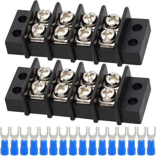 Terminal Block,2 Pack 4 Circuits 20-30A 200v-450v Dual Row Screw ...