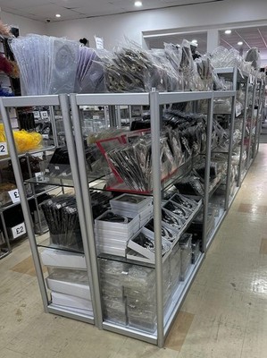 Aluminium Frame Shop Display Shelves With Glass Panel | eBay UK