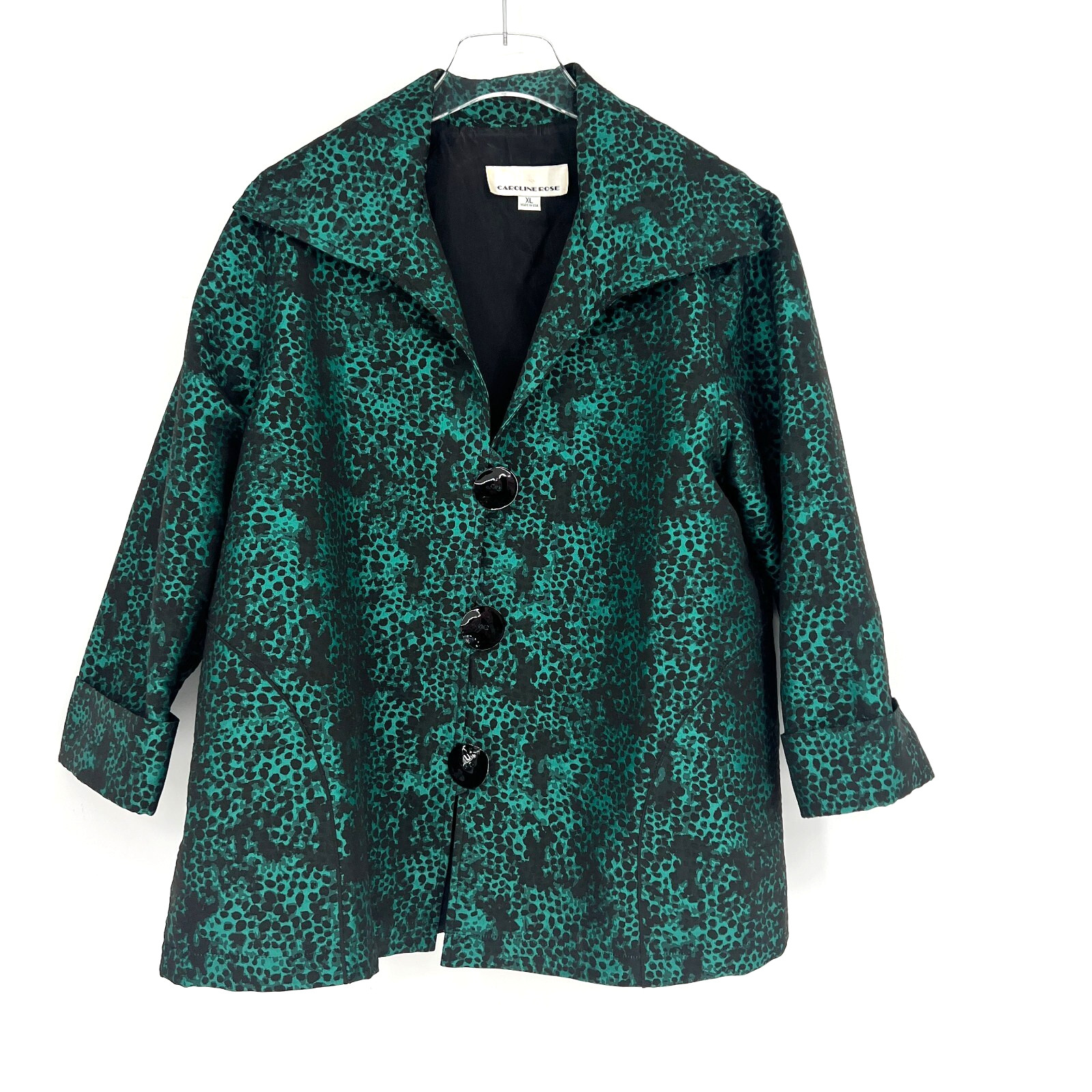Caroline Rose Jacket Womens XL Green Spotted Artsy La… - Gem