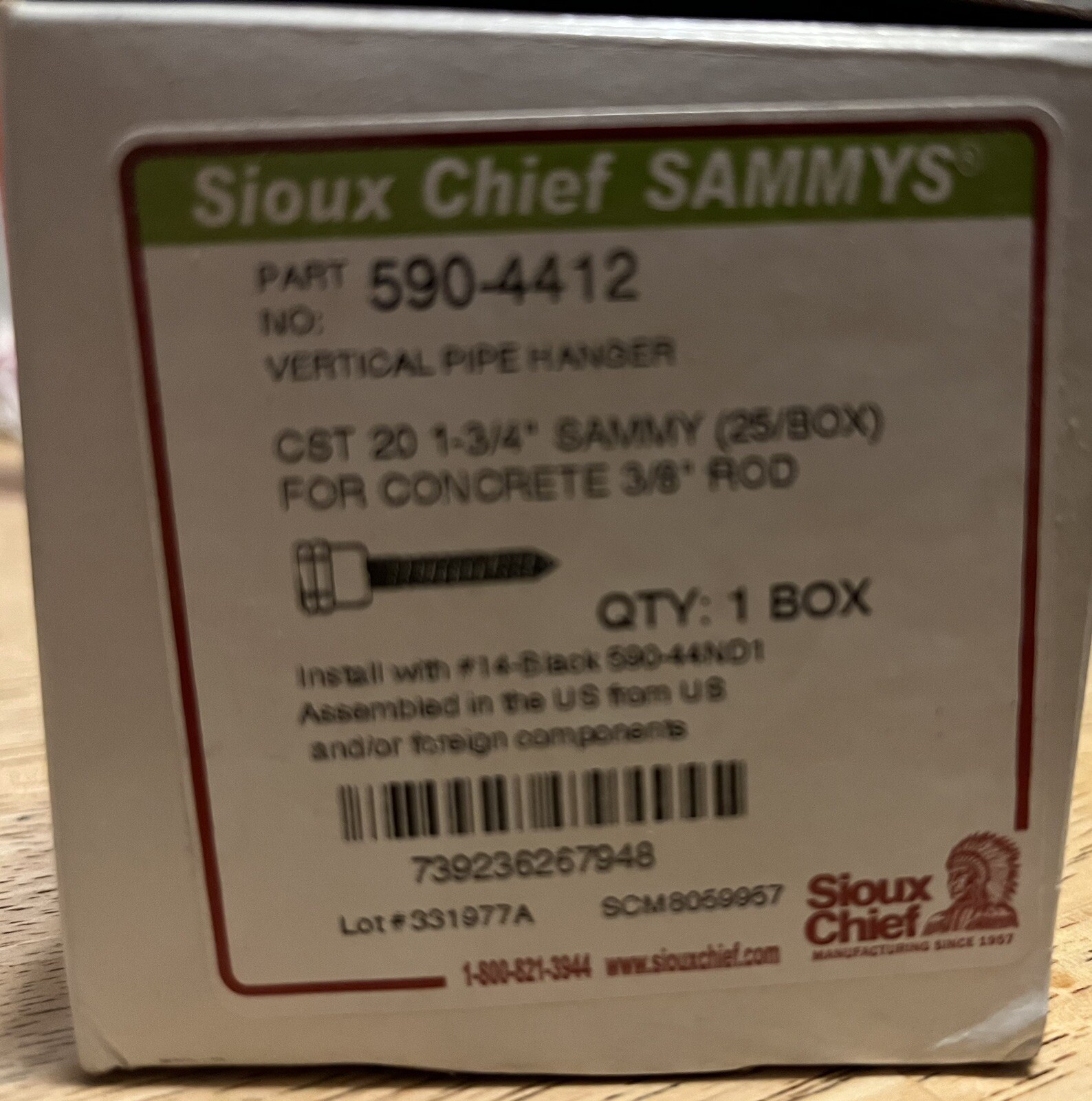 CST20 1-3/4" Vertical Sammy for Concrete Applications, 3/8" Rod Box 25 ...