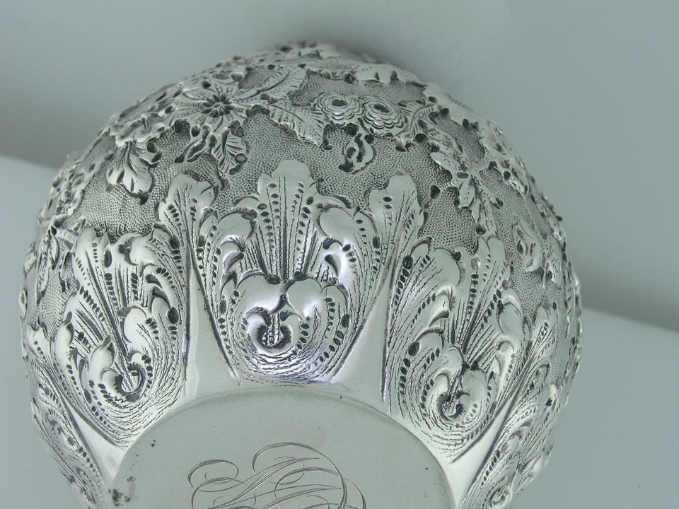 Rare Sterling Silver S KIRK & SON Tea Caddy Jar REPOUSSE chased ...