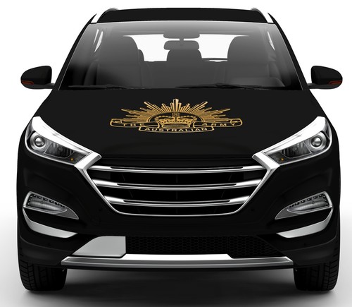 Australian ANZAC ARMY EMBLEM Rising Sun Gold Decal Sticker HUGE 570mm x ...