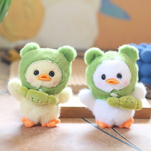 1PC Cartoon Duck Plush Keychain With Frog Head Cover For Women Girls ...