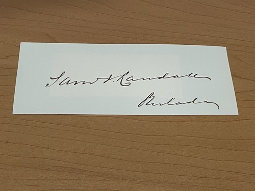 Samuel Randall Signature-29th Speaker Of The House (1876-81); From ...