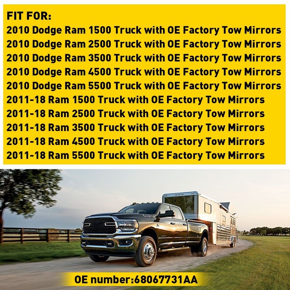 TOWING MIRROR SPOTTER GLASS LOWER DRIVER SIDE LEFT LH FIT FOR RAM ...