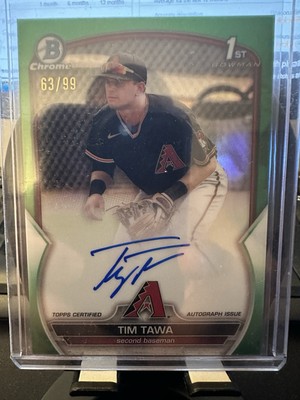 2023 Bowman Chrome 1st GREEN REFRACTOR PROSPECT ROOKIE AUTO Tim Tawa 63 ...